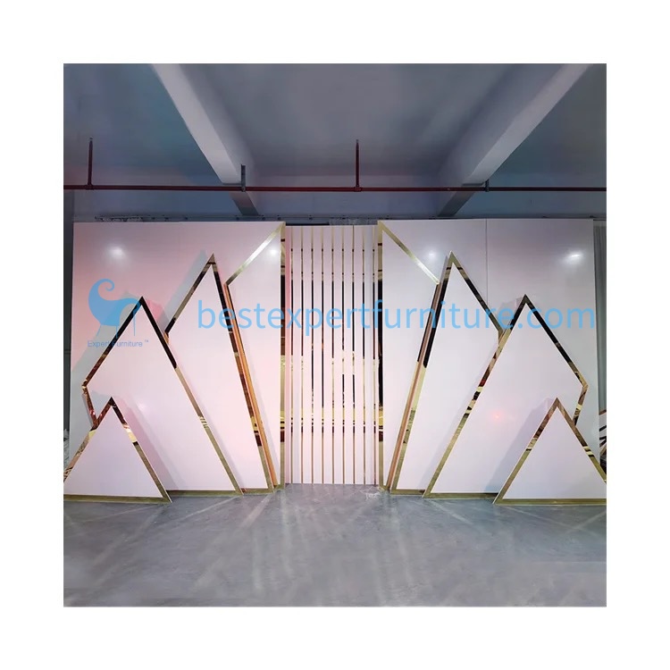 Smooth new design large white acrylic gold mirror wedding stage ...