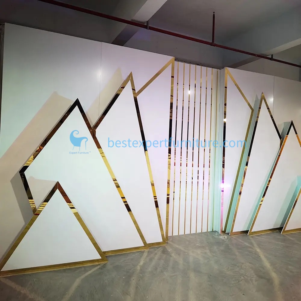 Smooth new design large white acrylic gold mirror wedding stage ...