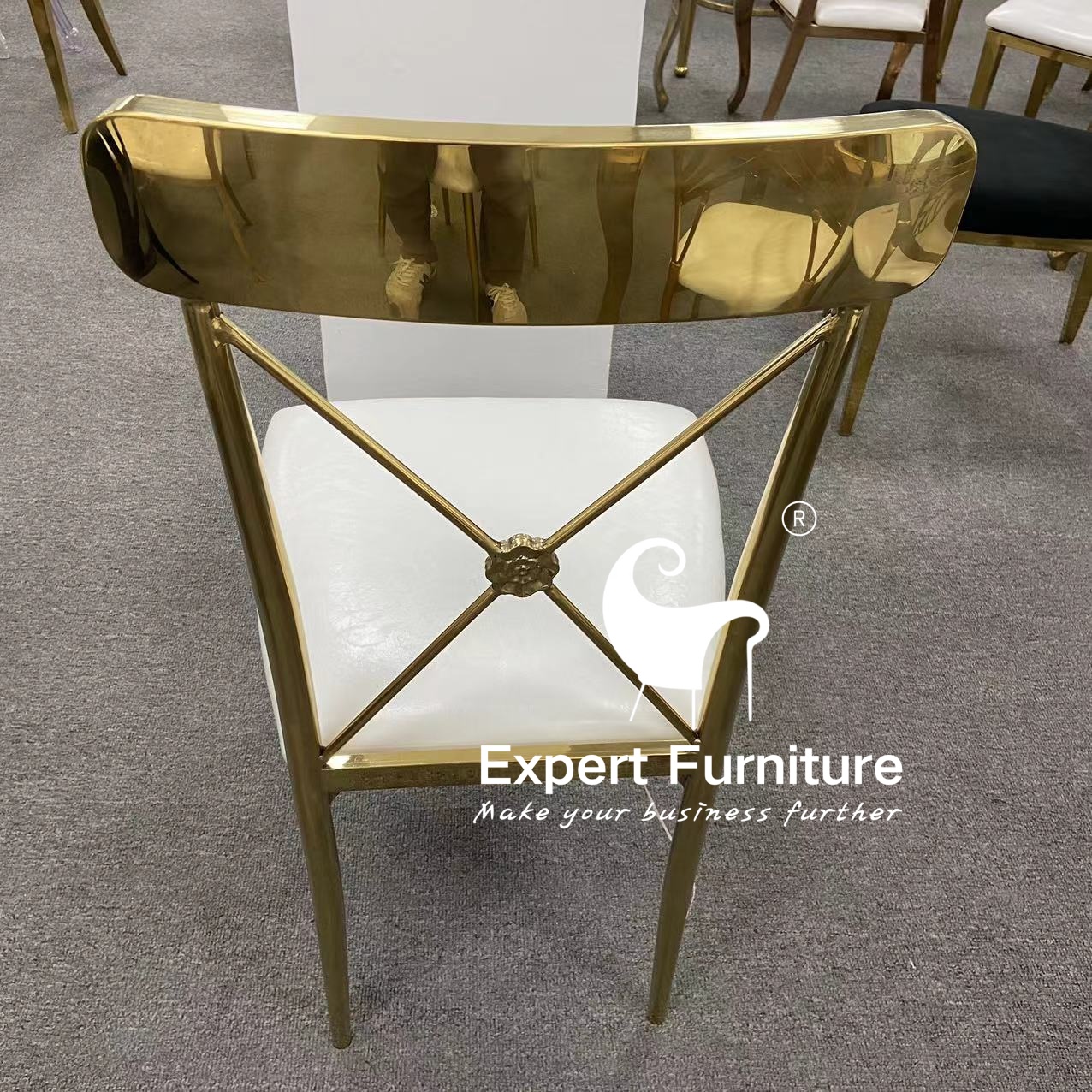 Royal luxury stainless steel cross back gold wedding chair - Expert ...