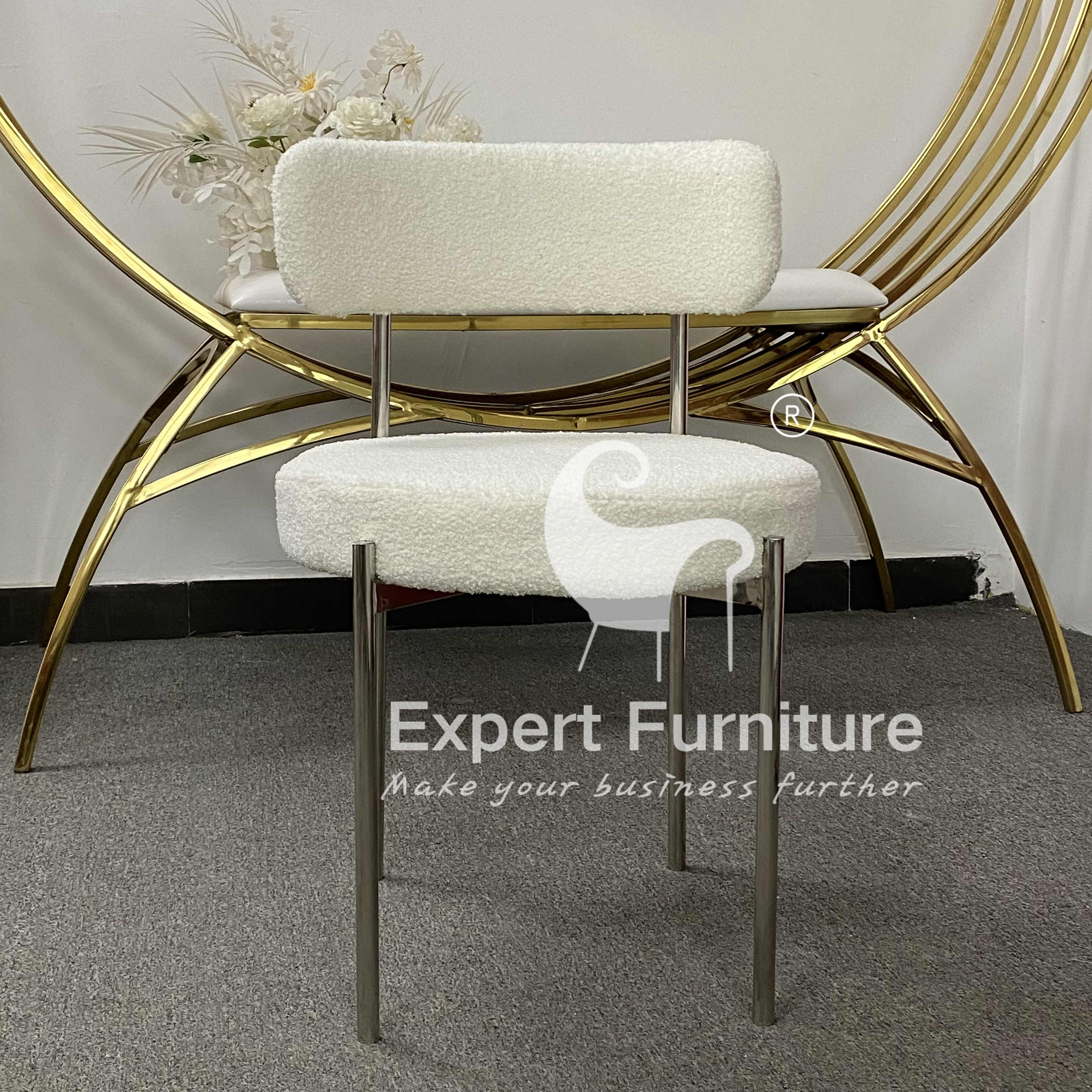 Modern design Boucle Fabric stainless steel base chair dining chairs ...